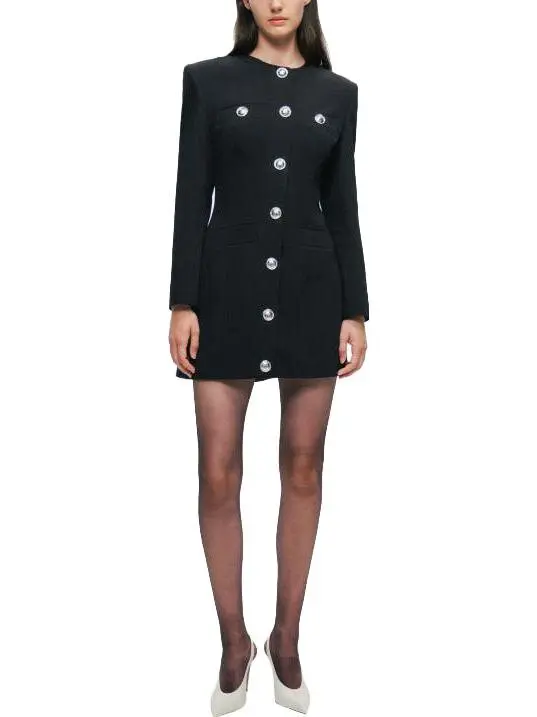 NOCTURNE Padded Shoulder Mini Dress - Black