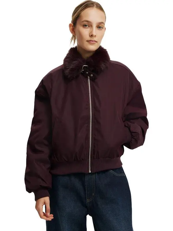 COTTON ON Astro Collared Bomber - Noble Plum