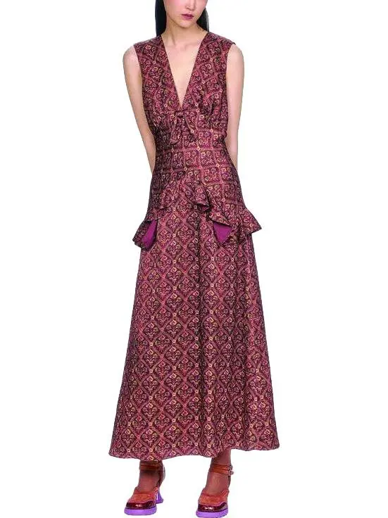 Anna Sui Wallpaper Medley Maxi Dress - Garnet