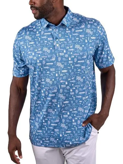 BLACK CLOVER Vacation Nation Polo - Moody Blue