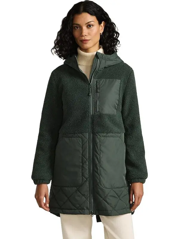 LANDS' END Mixed Media Quilted Parka - Evening Forest