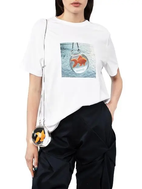 KATE BARTON Goldfish Print T-shirt - White