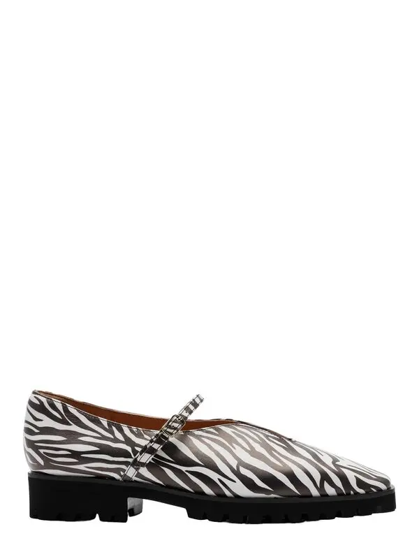 MARC NOLAN Roxie Leather Lug Mary Janes - Zebra