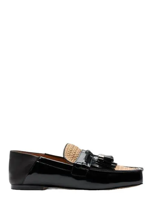 MARC NOLAN Simone Patent Leather Tassel Loafers - Black/tan
