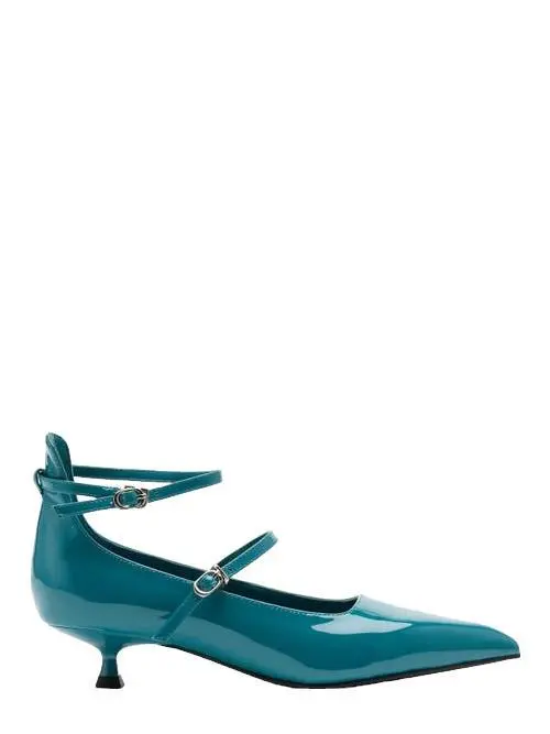 MARC NOLAN Paige Patent Leather Kitten Heels - Transformative Teal
