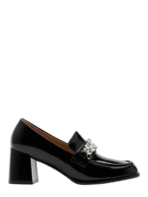 MARC NOLAN Margot Leather Penny Loafer Pumps - Black