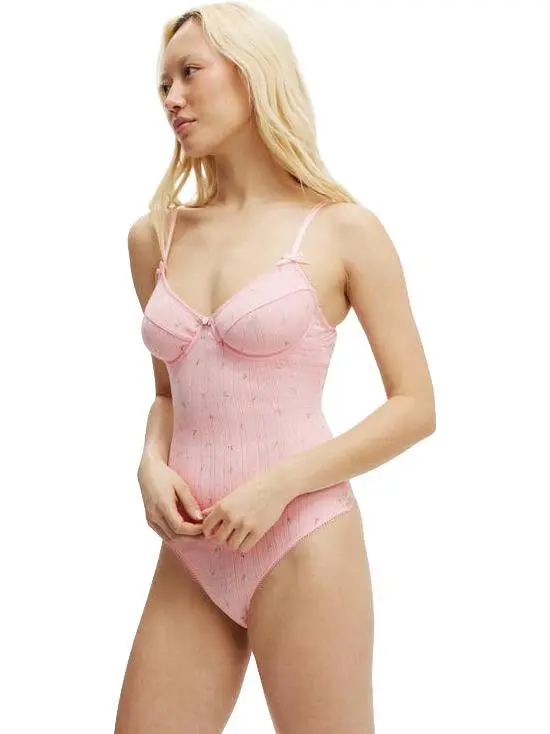 Cotton:on Sophie Cotton Pointelle Bodysuit - Luci Ditsy Blushing Bride