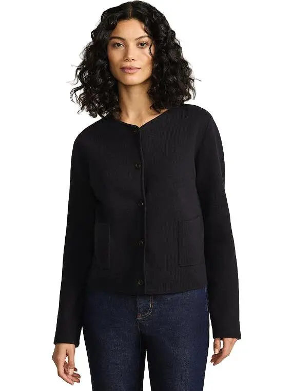 LANDS' END Fine Gauge Cotton Milano Blazer Sweater - Black