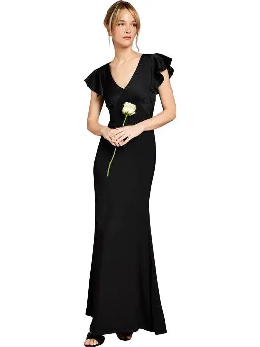 Coast Angel Sleeve V-neck Maxi Dress - Black