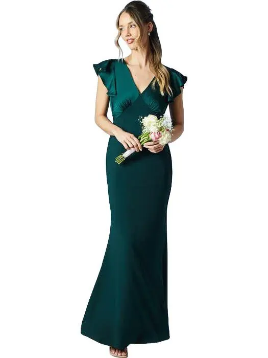 Coast V-neck Angel Sleeve Maxi Dress - Emerald
