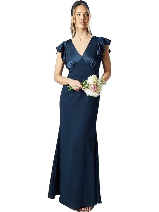 Coast V-neck Angel Sleeve Maxi Dress - Navy