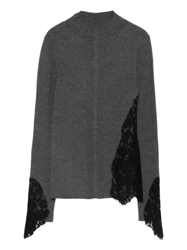 Pinko Samoa Lace-detail Ribbed Sweater - Grey
