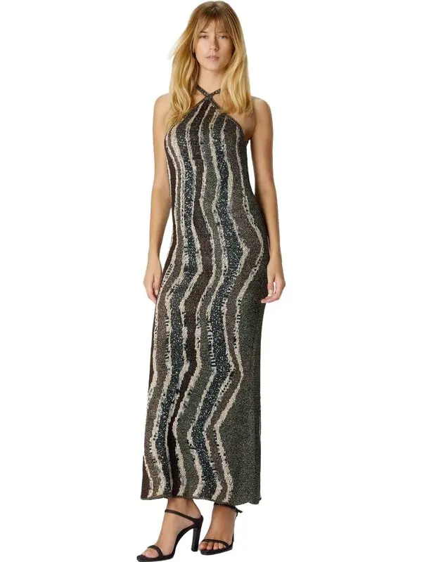 Missoni Long Dress With Wave Motif - Brown