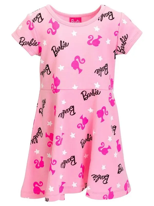 BARBIE Girls Short Sleeve Skater Dress - Pink