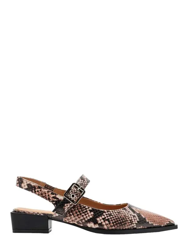 MARC NOLAN Chelsea Leather Slingback Block Heels - Brown Snake