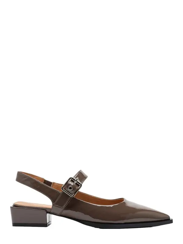 MARC NOLAN Chelsea Leather Slingback Block Heels - Taupe Patent