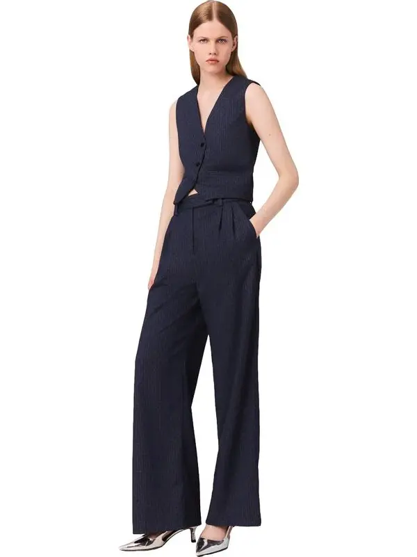 Maje Rhinestone Suit Trousers With Pleats - Blue