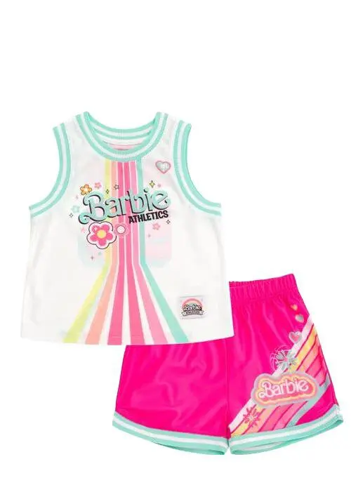 BARBIE Athletic Tank Top And Shorts Set - White /pink