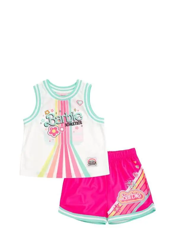 BARBIE Athletic Tank Top And Shorts Set - White/pink