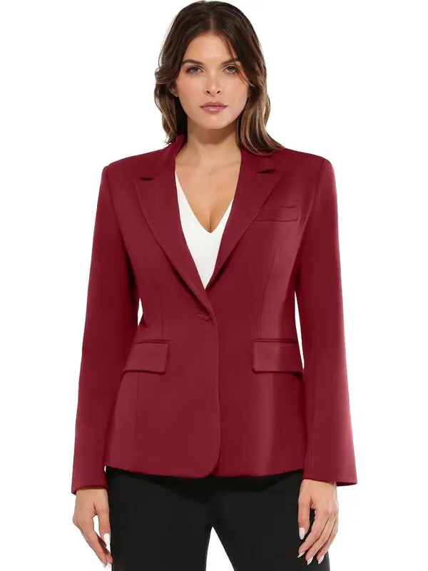 POPILUSH Shape-sculpting Fitted Jacket - Burgundy