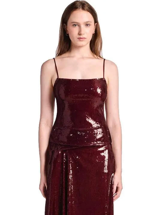 KATE BARTON Sequin Tank - Burgundy