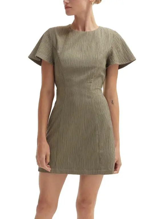 CRESCENT Textured Back Cut Out Mini Dress - Olive