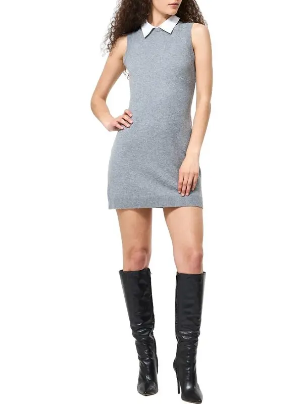 French Connection Vhari Sleeveless Mini Sweater Dress - Medium Grey Melange Winter