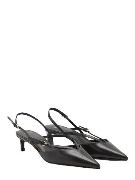 Mango Slingback Kitten Heel Pumps - Dark Heather Grey