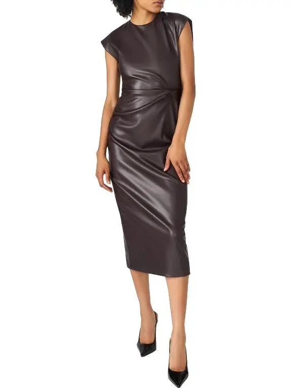 Steve Madden Chiara Faux Leather Midi Dress - Fossil Brown