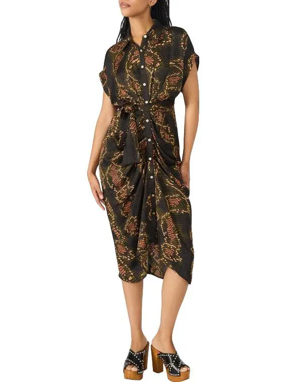 Steve Madden Abstract Print Shirtdress - Fossil Brown