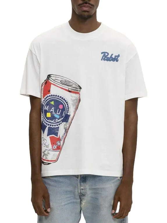 MAUI & SONS X Pabst Blue Ribbon Can Puff Graphic T-shirt - White