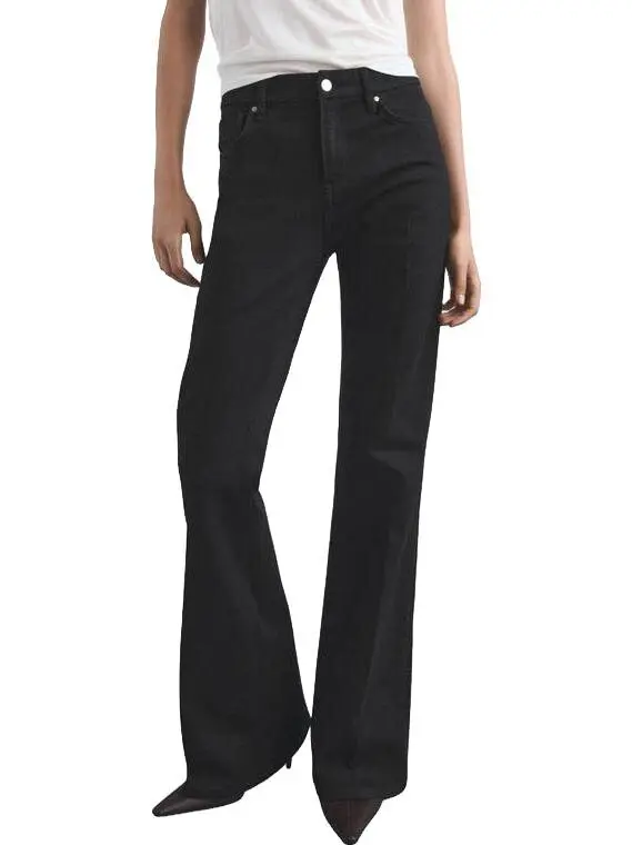 Mango High Waist Flare Leg Jeans - Black Denim