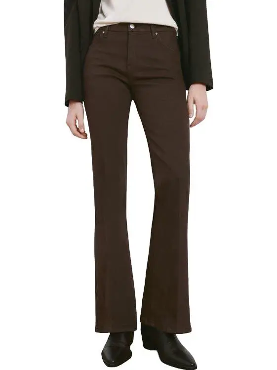 Mango High Waist Flare Leg Jeans - Chocolate