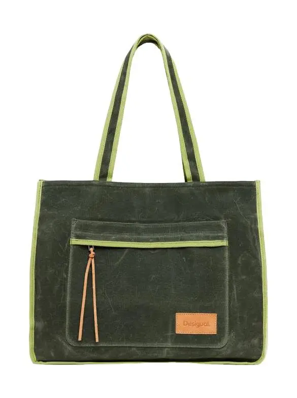 Desigual Canvas Shopper Tote Bag - Khaki