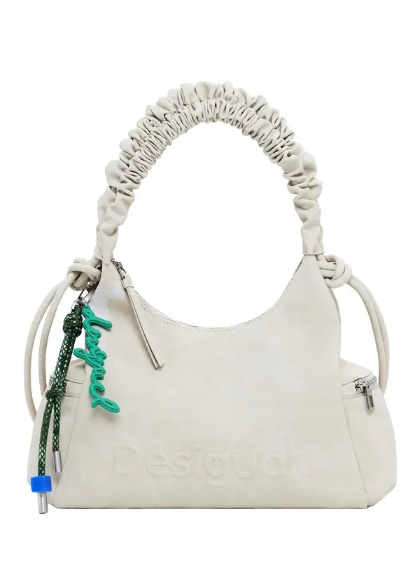 Desigual Faux Leather Shoulder Bag - Light Gray