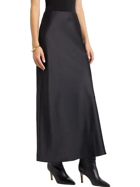 OPEN EDIT Satin Maxi Skirt - Black