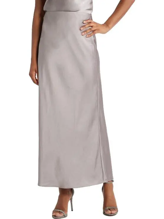 OPEN EDIT Satin A-line Maxi Skirt - Grey Satellite