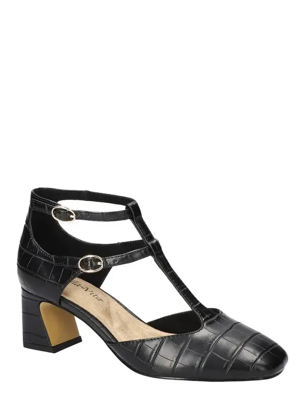 BELLA VITA Harpswell Ankle Strap Pumps - Black Croco