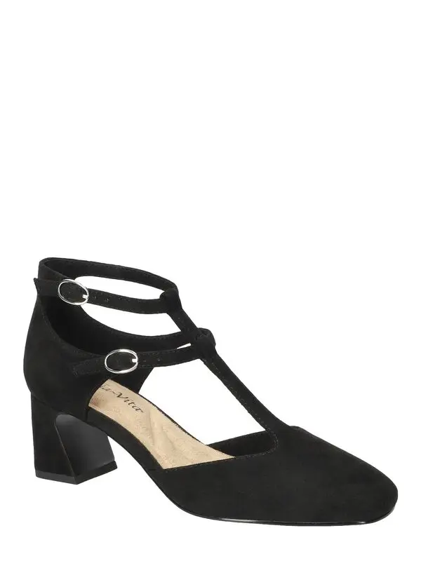 BELLA VITA Harpswell Ankle Strap Pumps - Black Suede