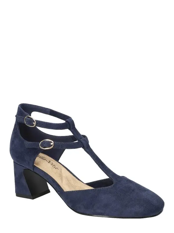 BELLA VITA Harpswell Ankle Strap Pumps - Navy Suede