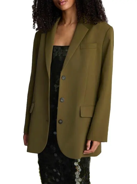KENNETH COLE Three-button Boyfriend Blazer - Olive Green