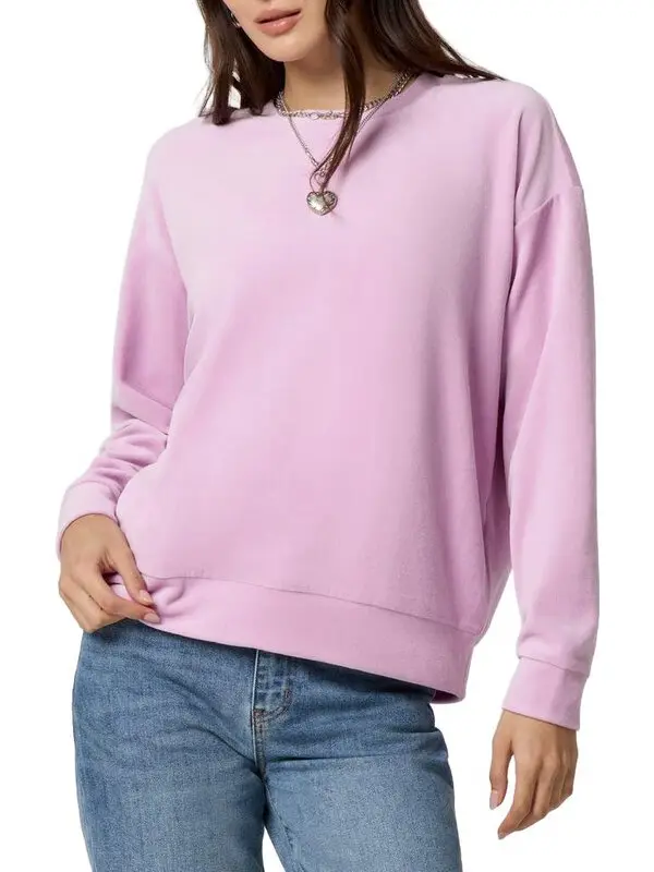 FLORENCE BY MILLS Crewneck Velour Sweatshirt - Mauve Mist