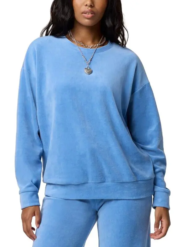 FLORENCE BY MILLS Crewneck Velour Sweatshirt - Vintage Blue