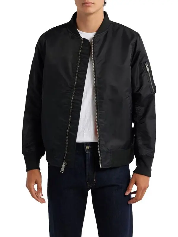 SCHOTT Satin Ma-1 Flight Jacket - Black