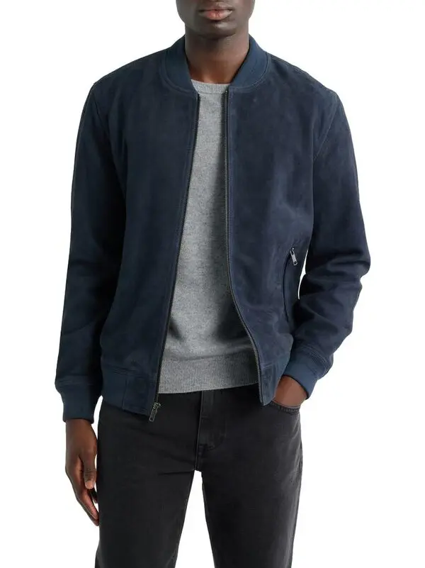 Nordstrom Suede Bomber Jacket - Navy Space