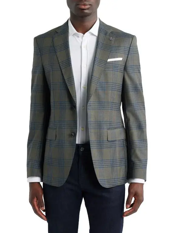 Hugo Boss Hutson Slim-fit Plaid Wool Sport Coat - Open Green