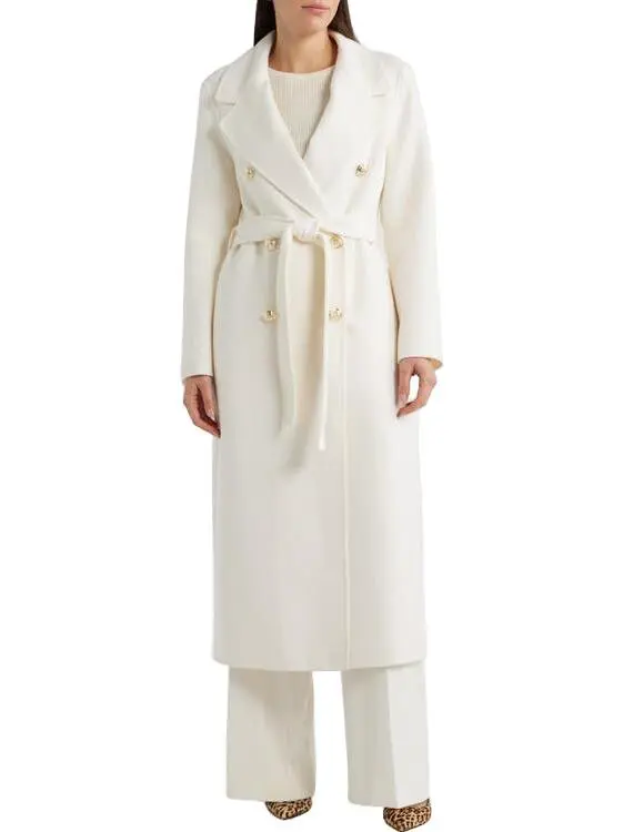 REISS Dora Double-breasted Wool-blend Coat - Cream