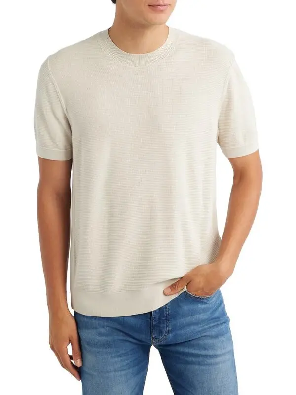 BOSS Ianni Cotton-blend Short-sleeve Sweater - Open White