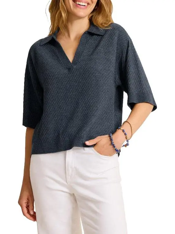 Tommy Bahama Cotton Polo Sweater - Coastline Heather