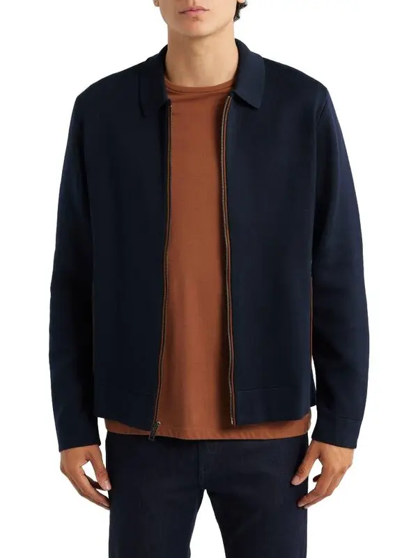 34 Heritage Collared Zip-up Cardigan - Navy